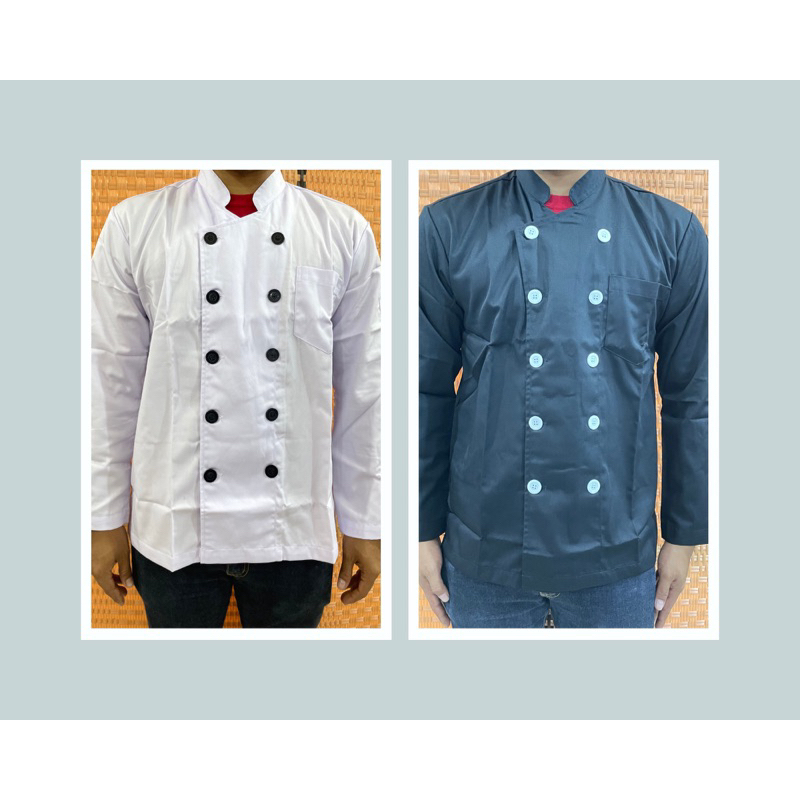 Jual Baju Koki | Seragam Koki | Baju Chef panjang Putih Hitam | Shopee ...