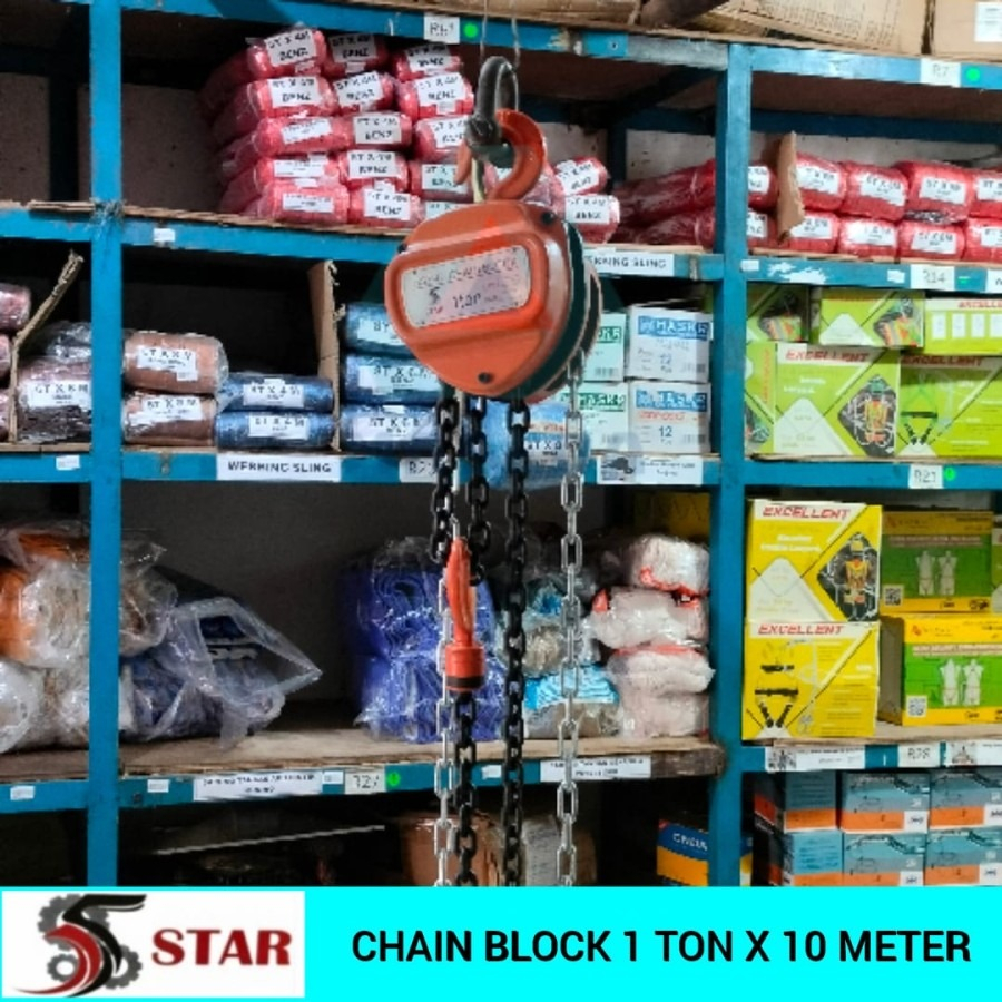 Jual Chain Block Takel Katrol LIFTING BARANG 1 Ton X 10 Meter FIVE STAR ...