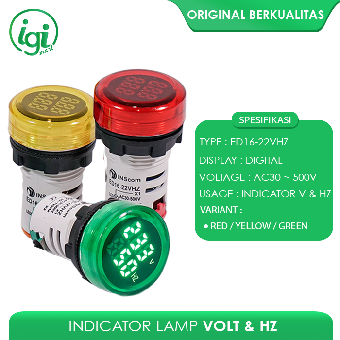Jual PILOT LAMP DISPLAY VOLT & HZ BULAT INDICATOR LED WITH V + HZ ROUND ...