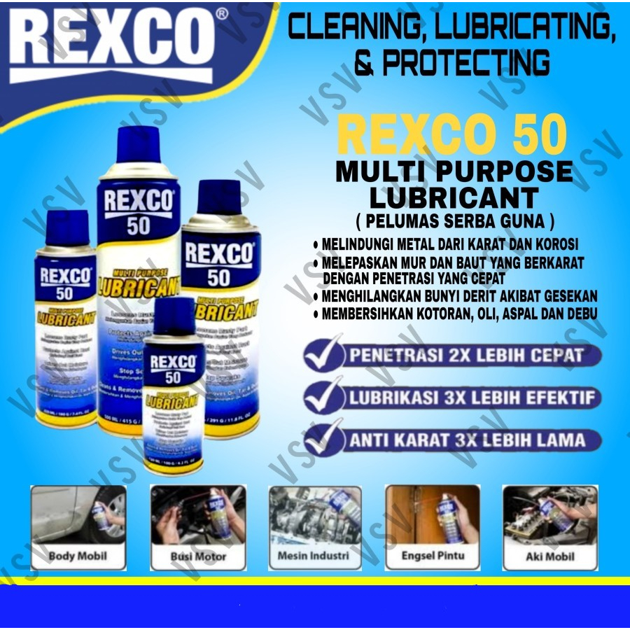 Jual REXCO 50 (220ml) lubricant spray pelumas minyak serba guna ...