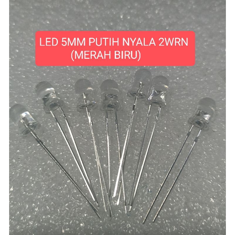 Jual 10BUAH LED 5MM PUTIH NYALA 2 WARNA (MERAH BIRU) LED 5MM PUTIH ...