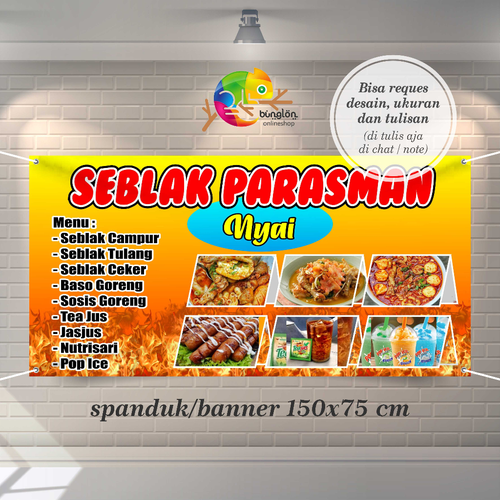 Jual Spanduk, Banner 150x75 Cm Spanduk Seblak Prasmanan, Spanduk ...