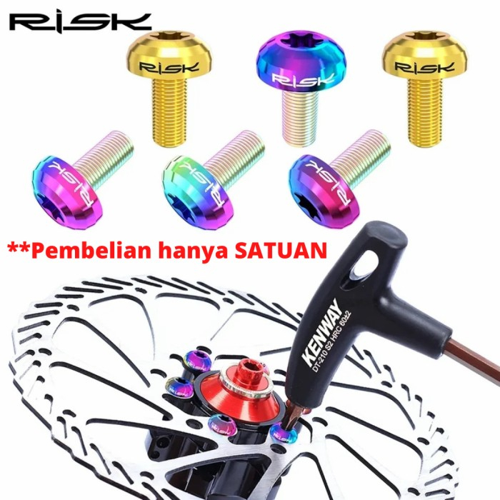 Jual RISK Titanium Alloy T25 M5 Baut Rotor Disc Brake Rem Cakram Sepeda ...