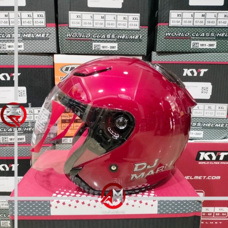 Jual HELM KYT DJ MARU SOLID RED MAROON HALF FACE KYT DJMARU DJ-MARU POLOS MERAH MAROON | Shopee ...