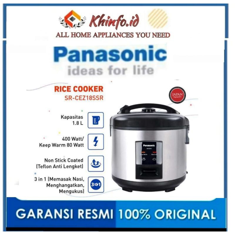 Jual MAGIC COM PANASONIC 3IN1 SR-CEZ 18/RICe Cooker kapasitas 1,8liter ...