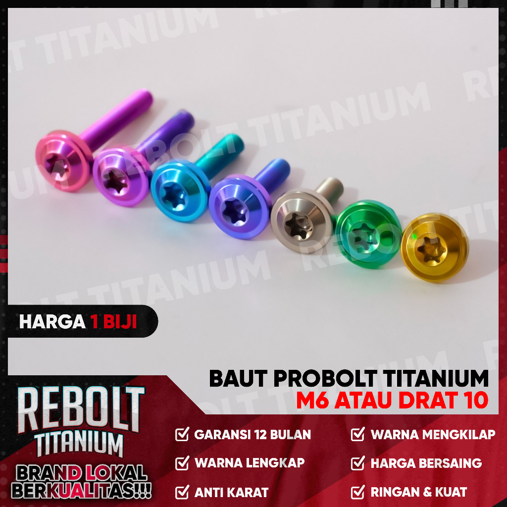 Jual Baut Titanium M6 Drat 10 Probolt REBOLT Titanium | Shopee Indonesia