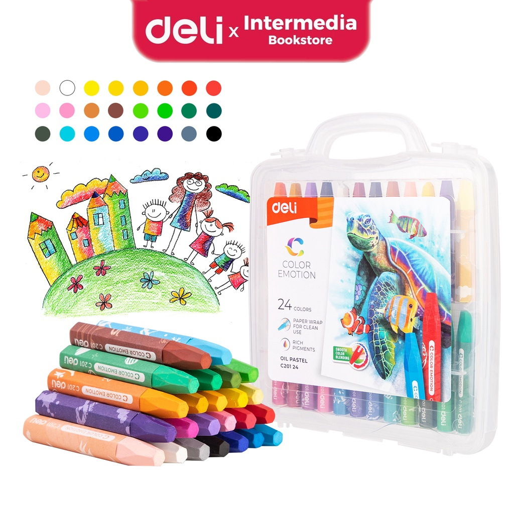 Jual Deli EC20124 Oil Pastel Crayon Krayon 24 Warna Cerah Sempurna ...