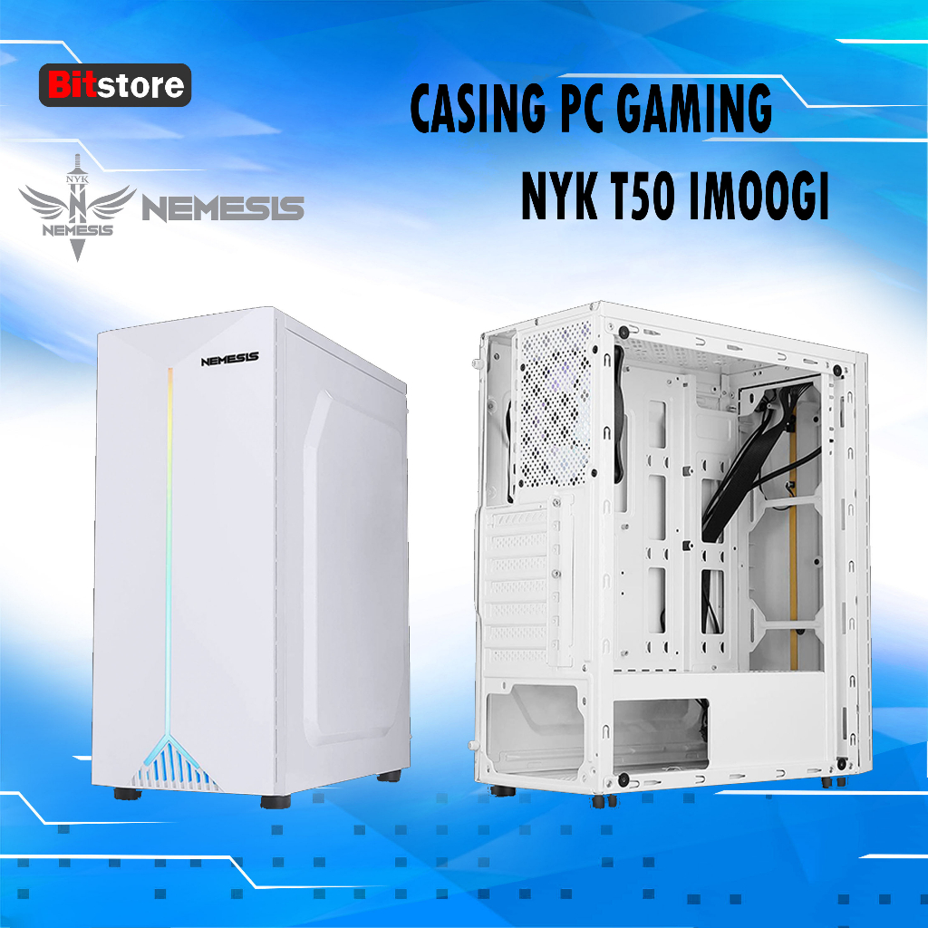 Jual Casing PC Komputer CPU Gaming NYK Nemesis Imoogi T50 White RGB Led ...