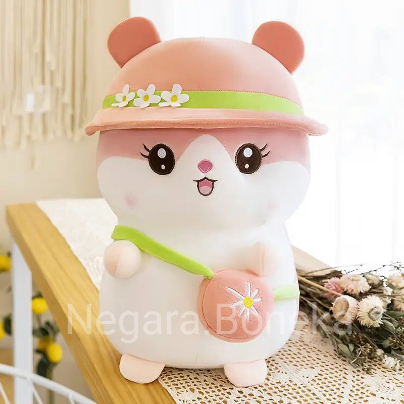 Jual Mainan anak Boneka hamster lucu pake topi bunga ukuran 30 cm ...