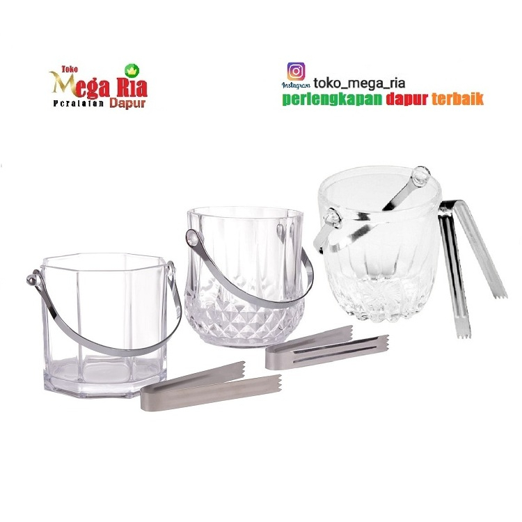 Jual Tempat Es Batu Kristal 900 ml Penjepit Ice Bucket Glass | Shopee ...