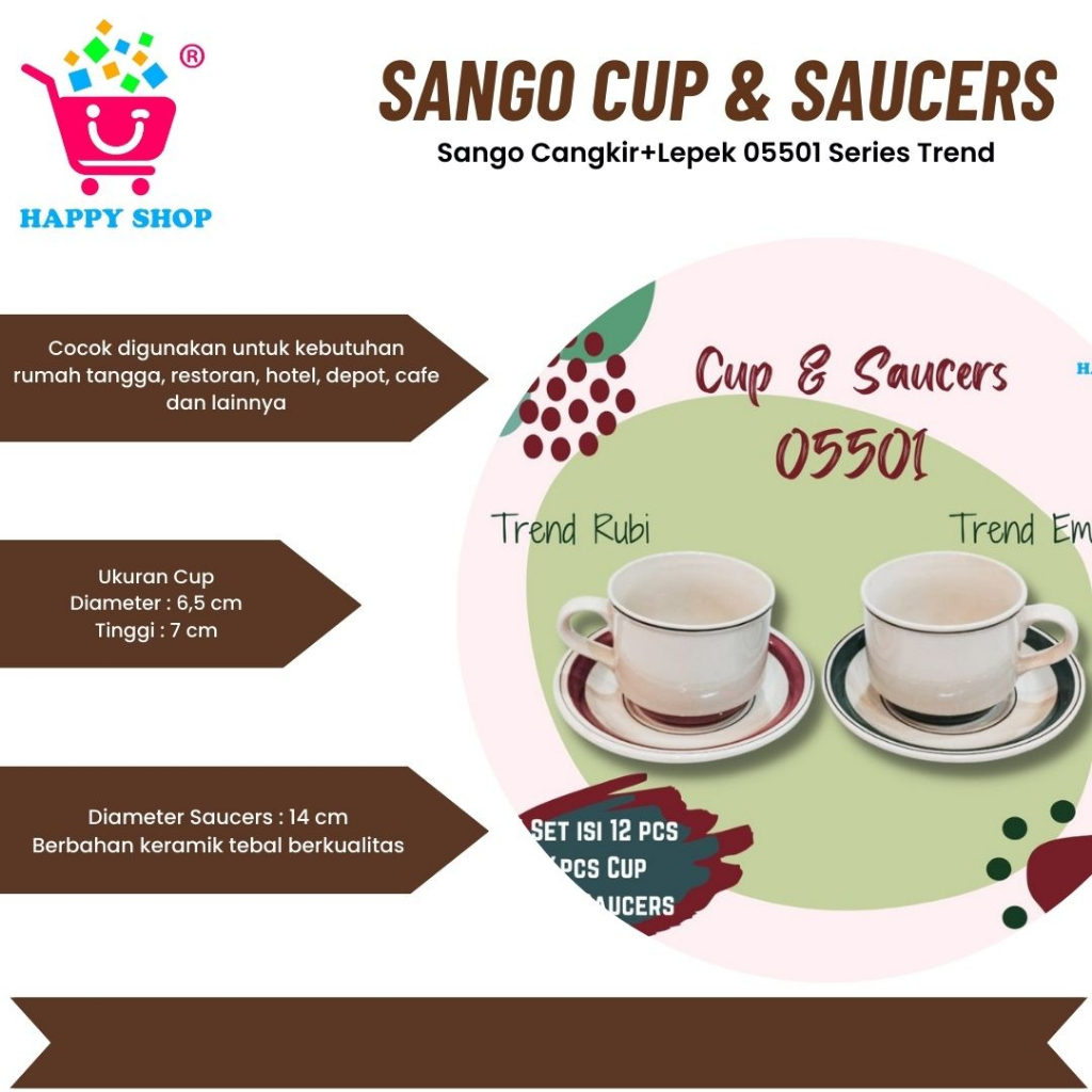 Jual Sango Cup & Saucers 05501 Series Trend / Cangkir + Lepek Sango ...