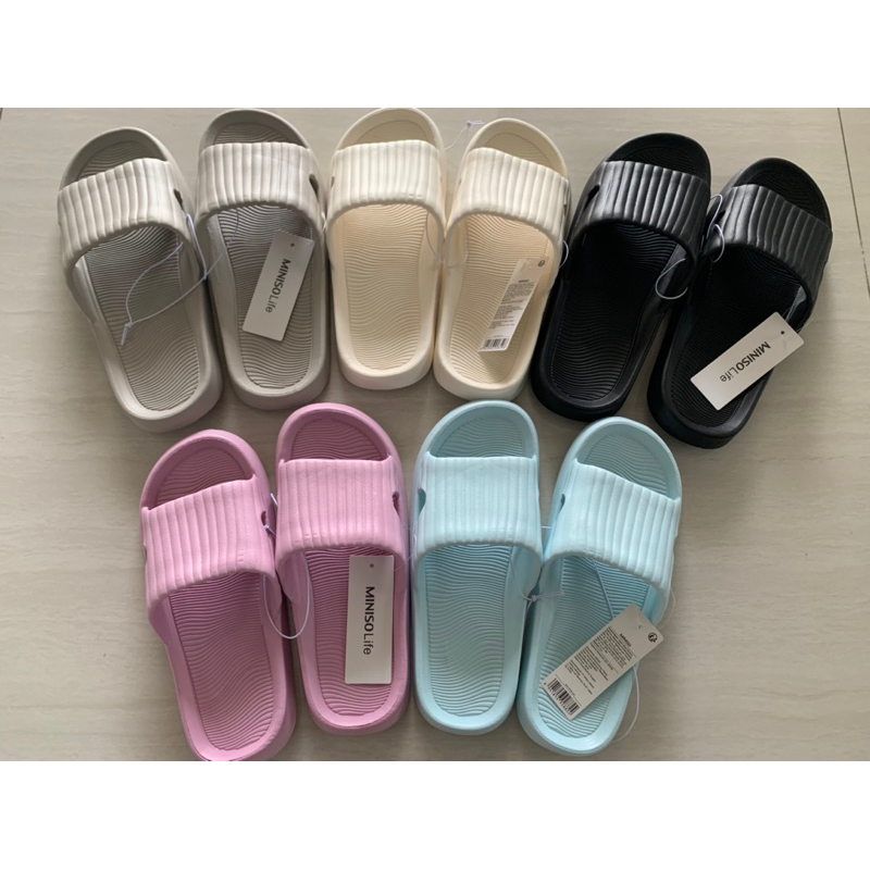 Jual sandal miniso classic stripe bathroom Slippers sendal rumah ringan ...