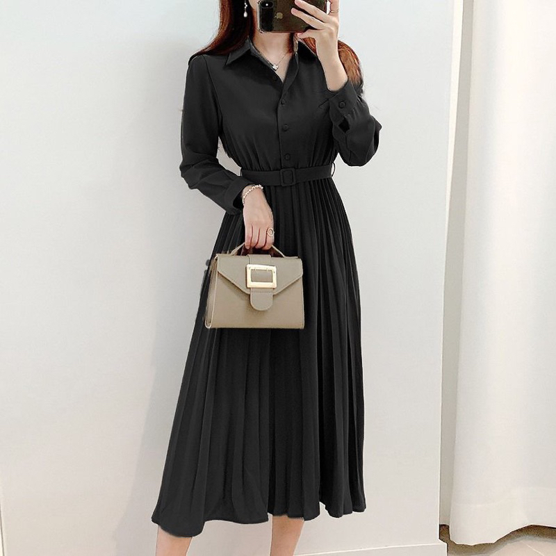 Jual Himawa Dress Pleated Simple Basic Polos Formal Sopan Rapi Kerja ...