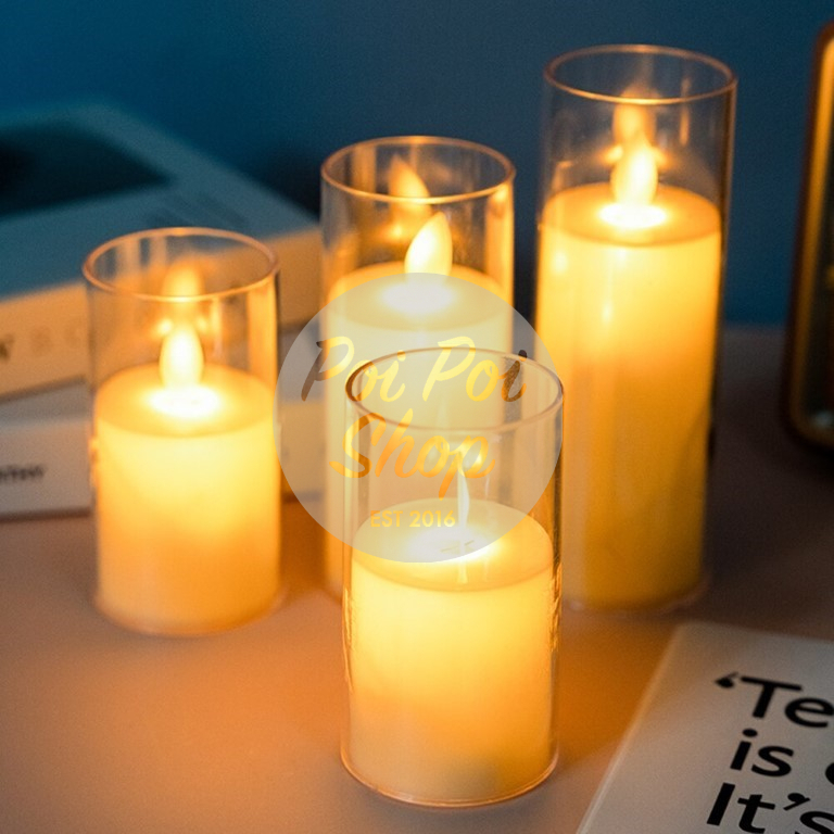 Jual Lilin LED Premium Akrilik Aesthetic Candle Smokeless Natal Lampu ...
