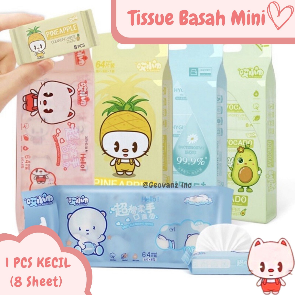 Jual Tissue Basah Mini / Tissue Karakter Portable (Aman Untuk Bayi ...