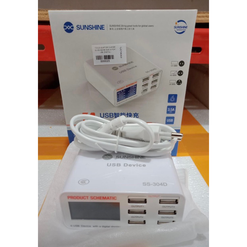 Jual TOOLS ADAPTOR CHARGER SUNSHINE SS-304D 6 PORT USB (DIGITAL ...