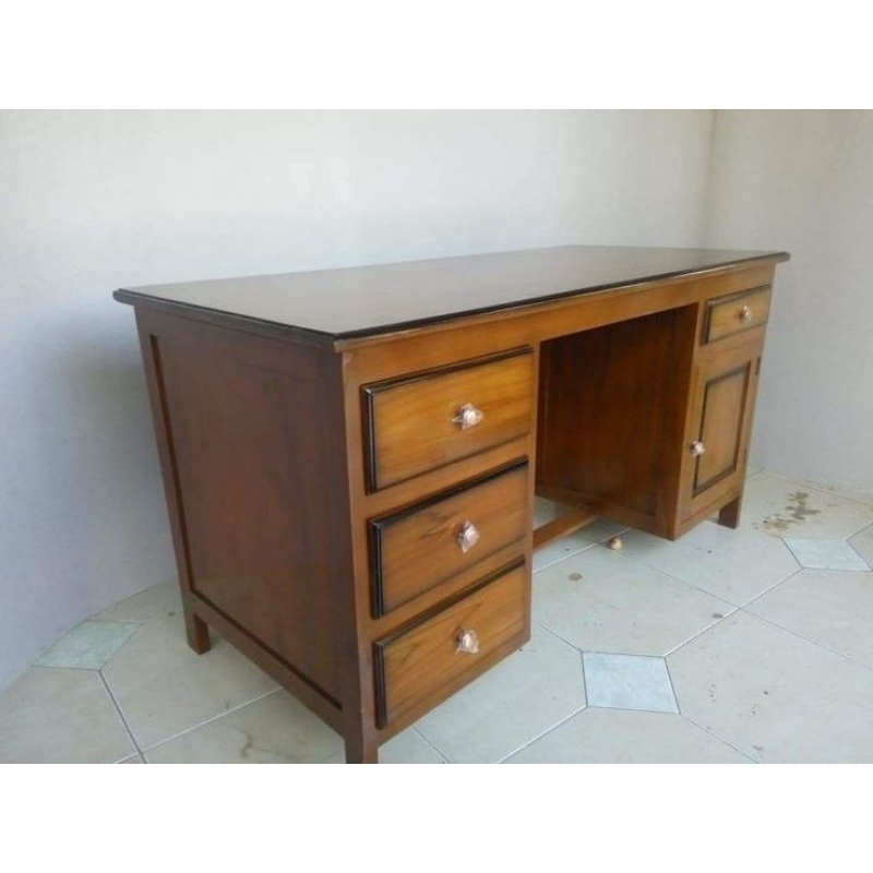 Jual Meja kantor jati minimalis meja guru meja biro meja kerja | Shopee ...