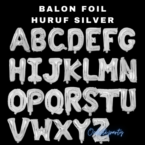 Jual balon foil huruf abjad warna silver a b c d - z happy birthday 40 ...