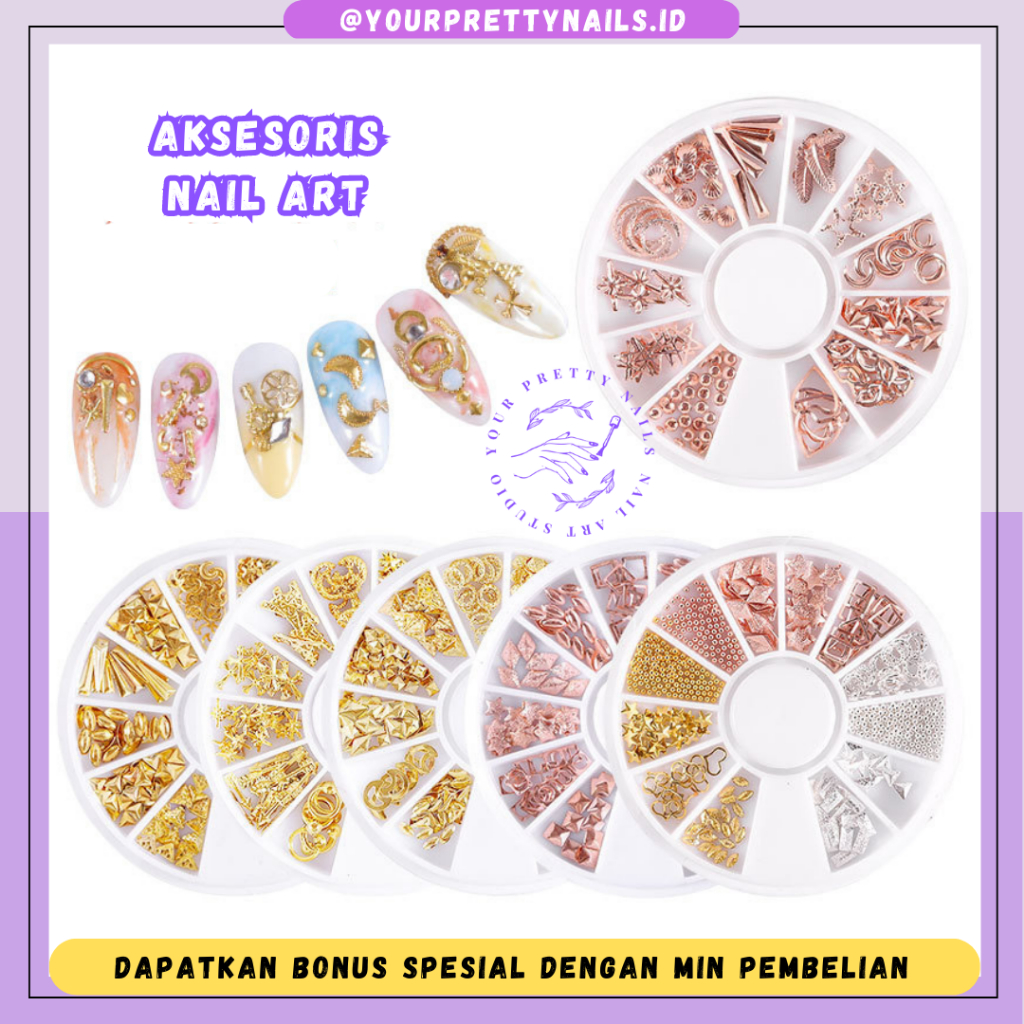 Jual Nail Accesories Hiasan Kuku Gold Silver Rose Gold / Nail Art ...