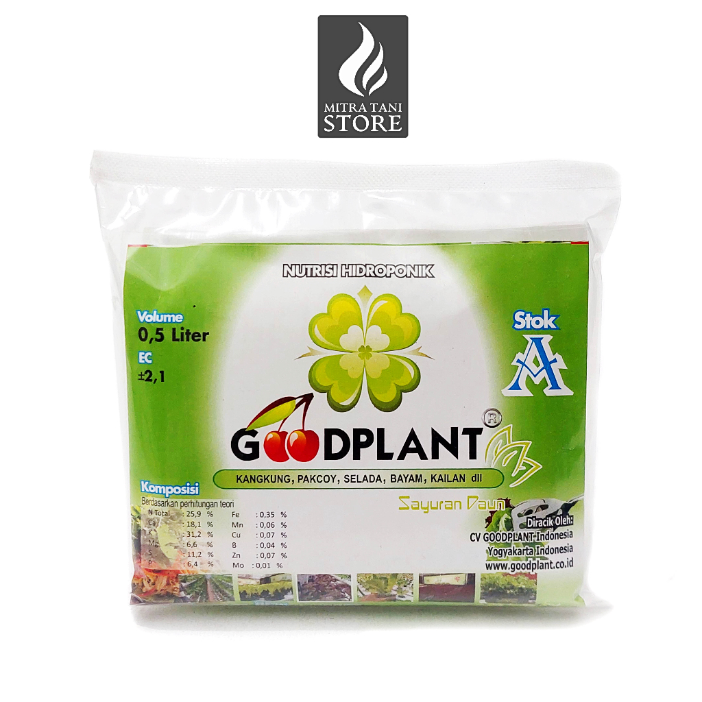 Jual Goodplant AB Mix Sayuran Daun Pupuk Nutrisi Hidroponik 0,5 L ...