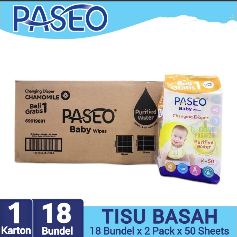 Jual Tisu Basah Paseo 1 karton isi 18 bungkus 50+50 | Shopee Indonesia
