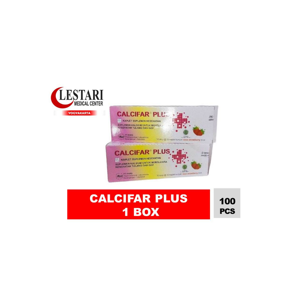 Jual calcifar plus suplemen calcium kalsium rasa strawberry 1 box / 100 ...