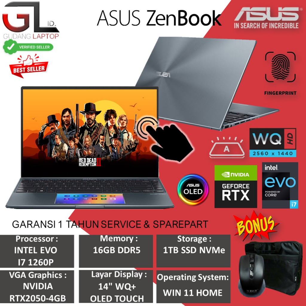 Jual Laptop Slim Touchscreen Asus Zenbook 14X UX5400ZF INTEL I7 1260P ...