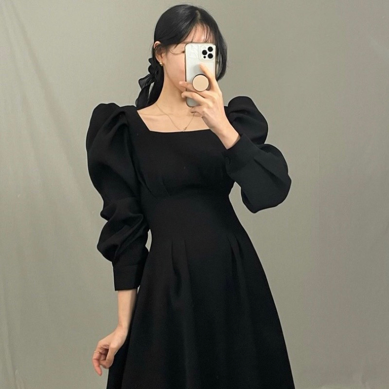 Jual Melva Dress (Korean Basic Puff Dress Import China) | Shopee Indonesia