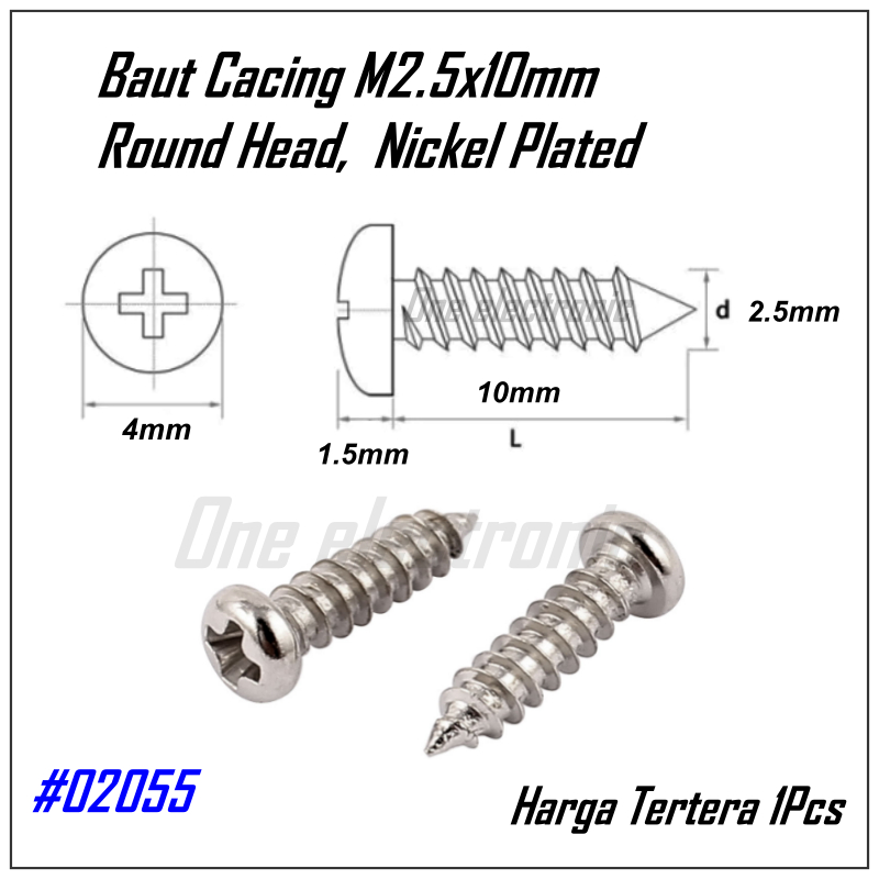 Jual 10 Pcs Baut Cacing kecil M2.5x10mm M2.5x10 Screw Sekrup Bulat ...