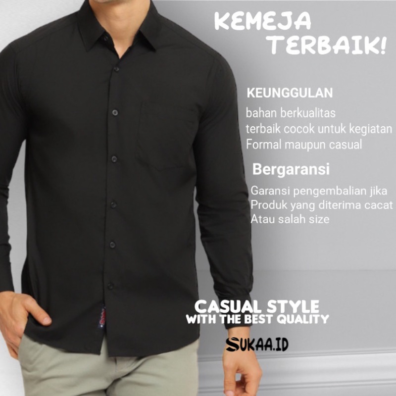 Jual Kemeja Pria Lengan Panjang Kemeja Hitam Polos Kemeja Cowok Polos ... Jual Kemeja Pria Lengan Panjang Kemeja Hitam Polos Kemeja Cowok Polos ...