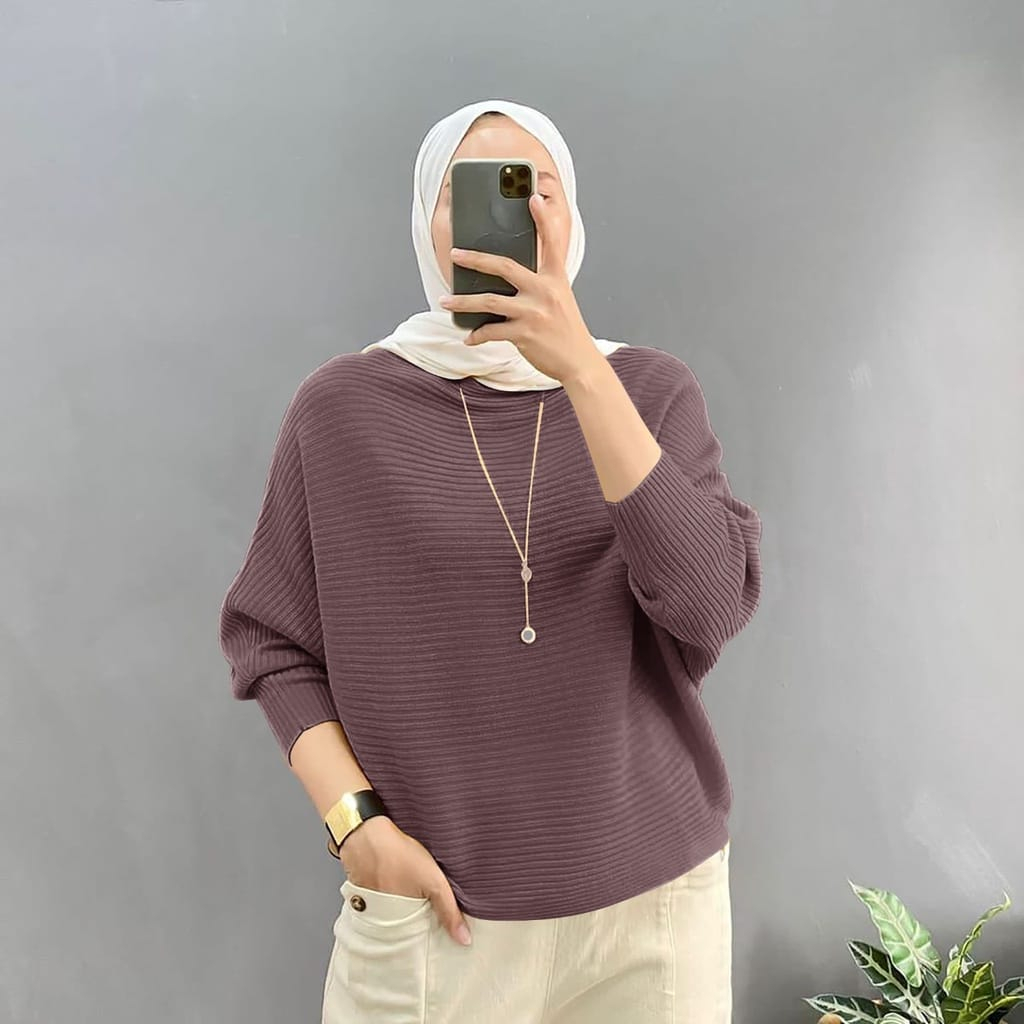 Jual BAJU TERBARU 2024 VIRAL TIKTOK INDY BETWING BLOUSE//LASPERAL//SWEATER RAJUT WANITA BATWING ...