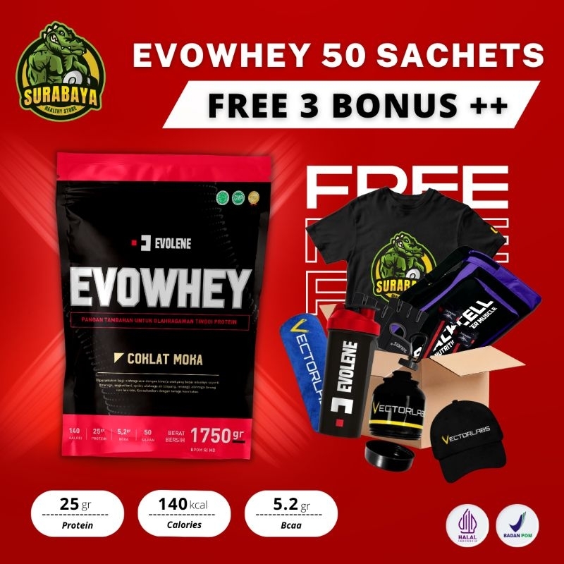 Jual Evolene evowhey 50 sachet evo whey protein 1750 gram 1,75 KG 50 ...