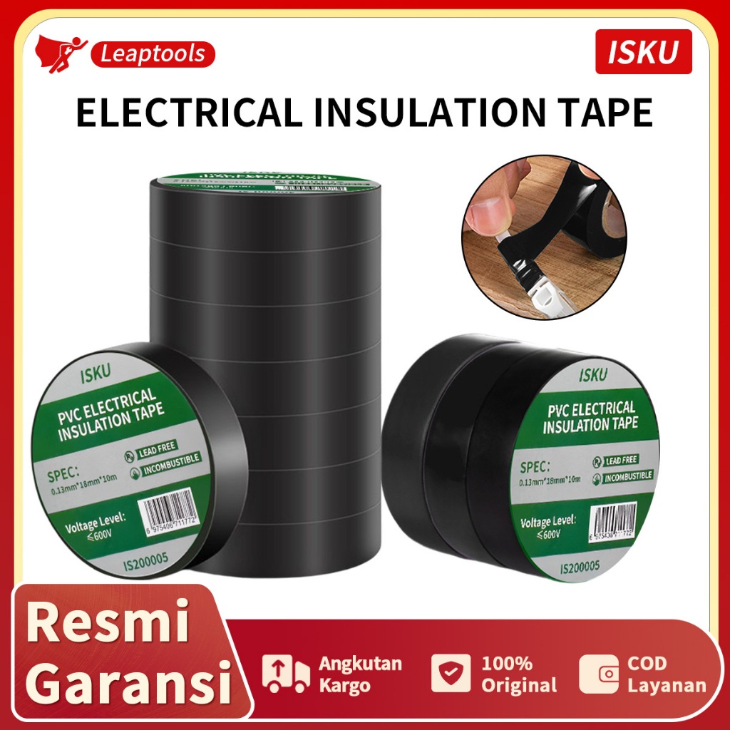 Jual ISKU Electical Tape/Isolasi Listrik 0.13mm x 18mm x 10/20m PVC ...