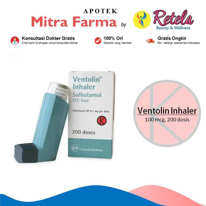 Jual VENTOLIN INHALER 100 MCG 200 DOSIS | Shopee Indonesia