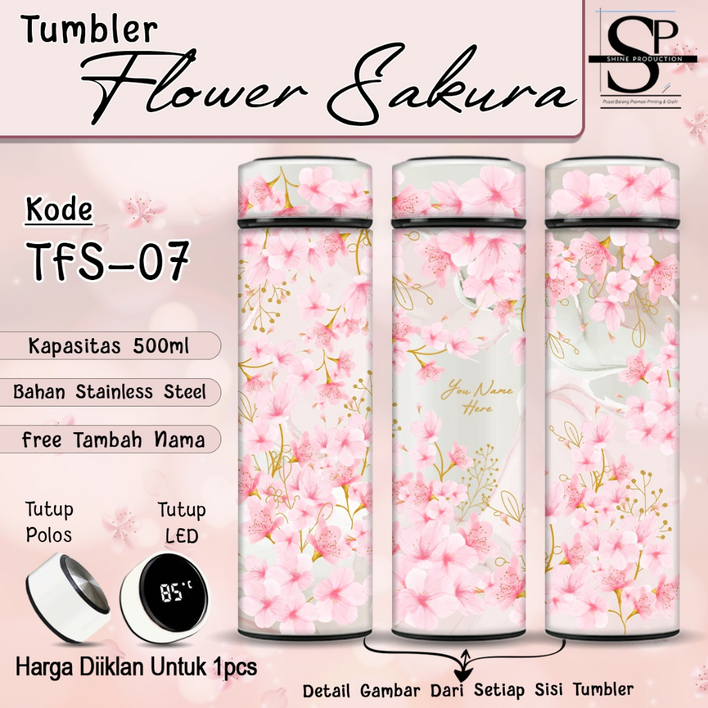Jual Tumbler Motif Bunga Sakura Botol Minum Sakura Stainless Steel 500 ...