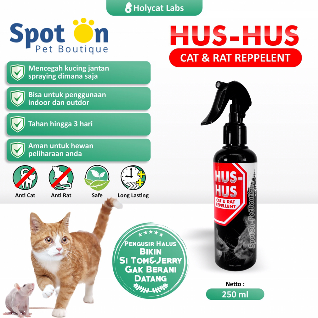 Jual Hus Hus Spray 250 ML | Pelatih Kucing Pee and Poo Tidak ...
