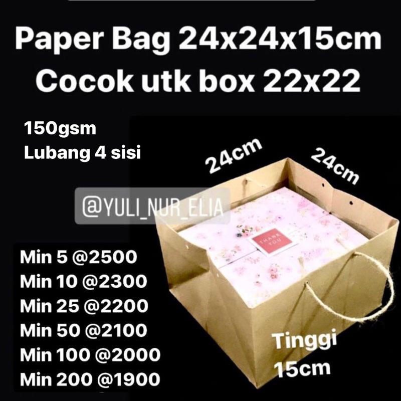 Jual Paper Bag EKonomis 24x24x15cm Cocok utk box 22x22 | Shopee Indonesia