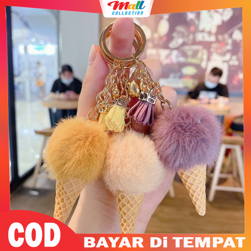 Jual MALL - Keychain Lucu Bulu iCe Cream Karakter Lolipop Gantungan ...