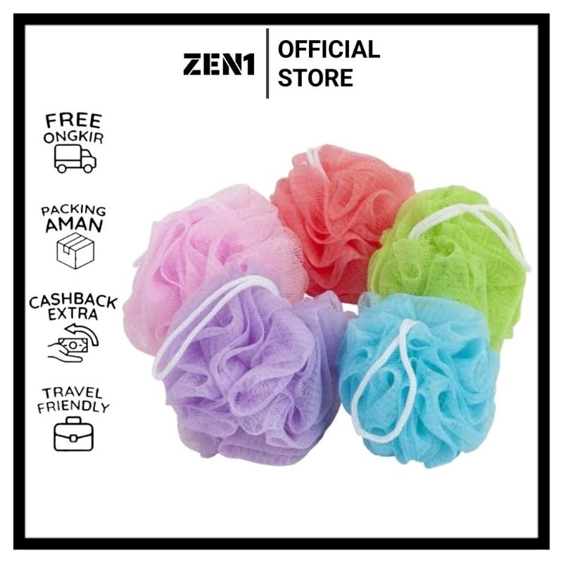Jual ZEN1 - SPONS MANDI SHOWER PUFF Bath Sponge Jaring Sikat Badan Spon ...