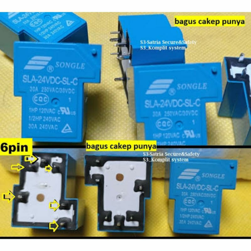 Jual RELAY MESIN LAS Relay Kodok 6PIN 24V 6PIN 12V Songle SLA 30A DC ...