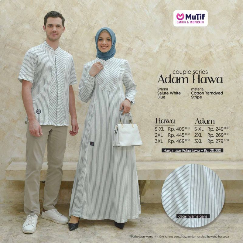 Jual Baju Couple MUTIF HAWA & ADAM White BLUE | Baju Couple/Sarimbit ...
