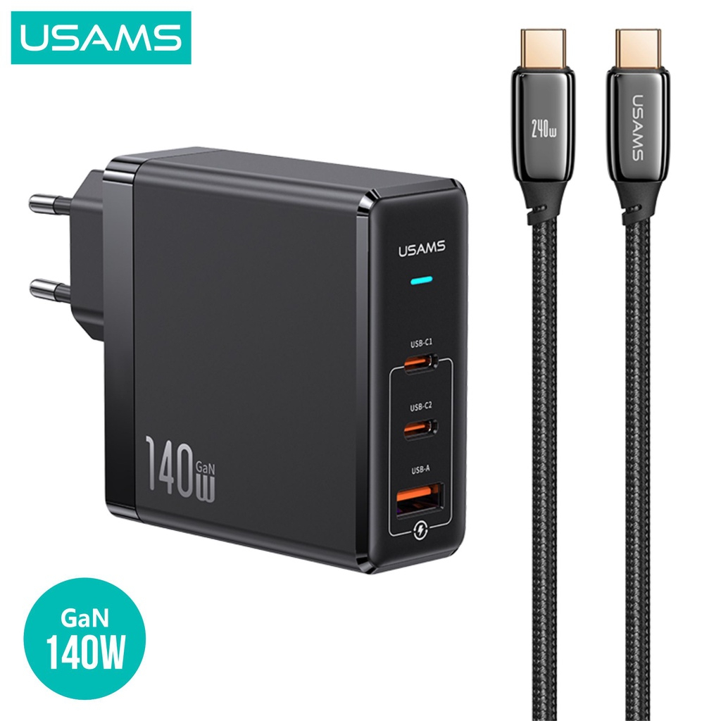 Jual USAMS UM Series GaN 140W Fast Charger Kit + Kabel USB C 240W PD3.1 ...