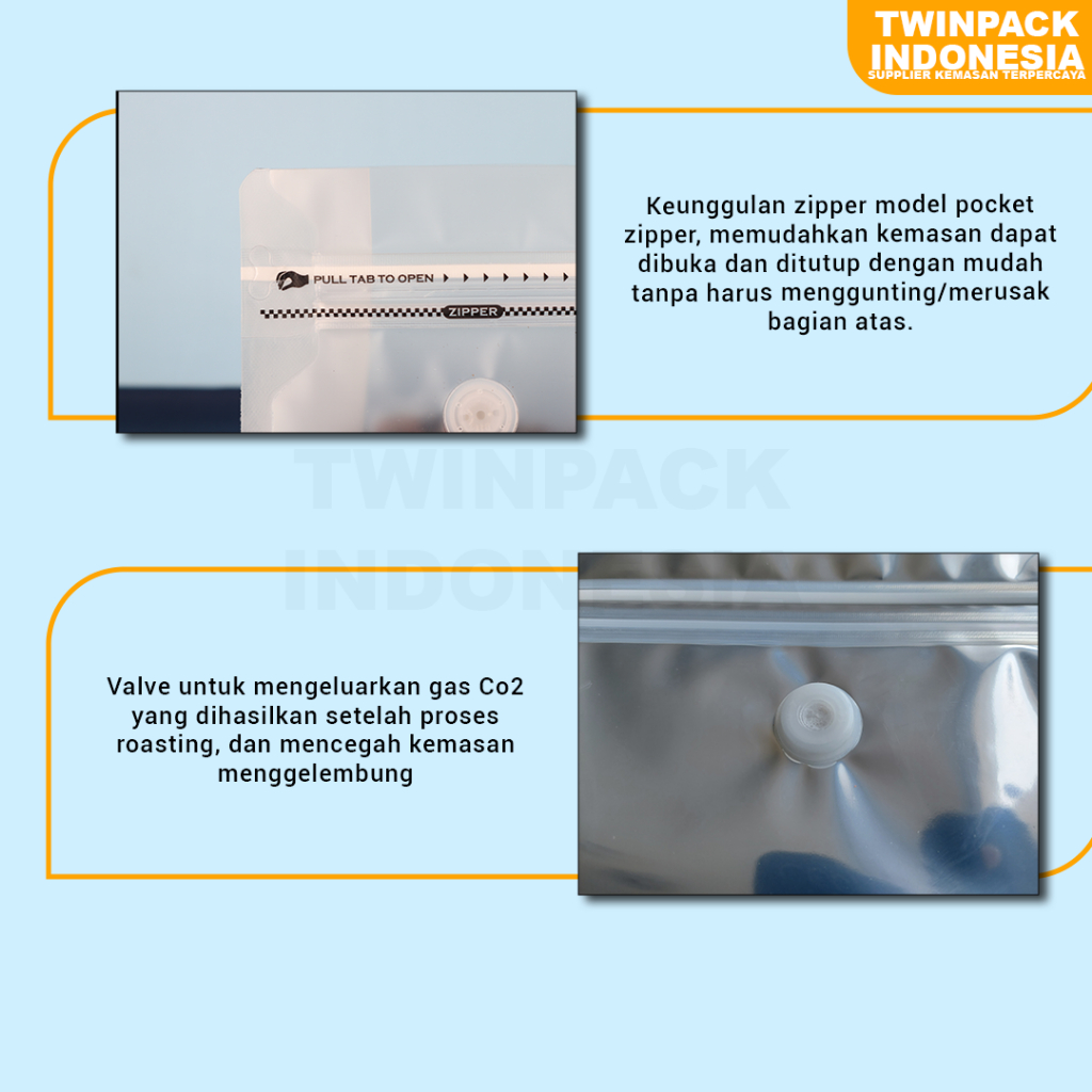Jual Kemasan Kopi 250 gram Flat Bottom Transparan Doff |Valve Kemasan Ziplock|Packaging Kopi ...