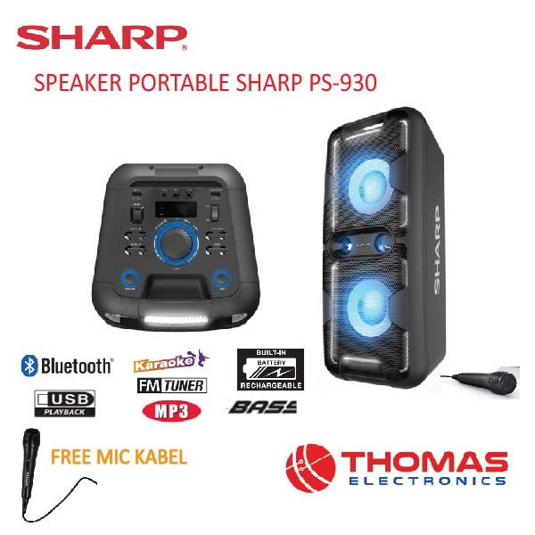 Jual SPEAKER PORTABLE SHARP PS 930 PS930 GARANSI RESMI | Shopee Indonesia
