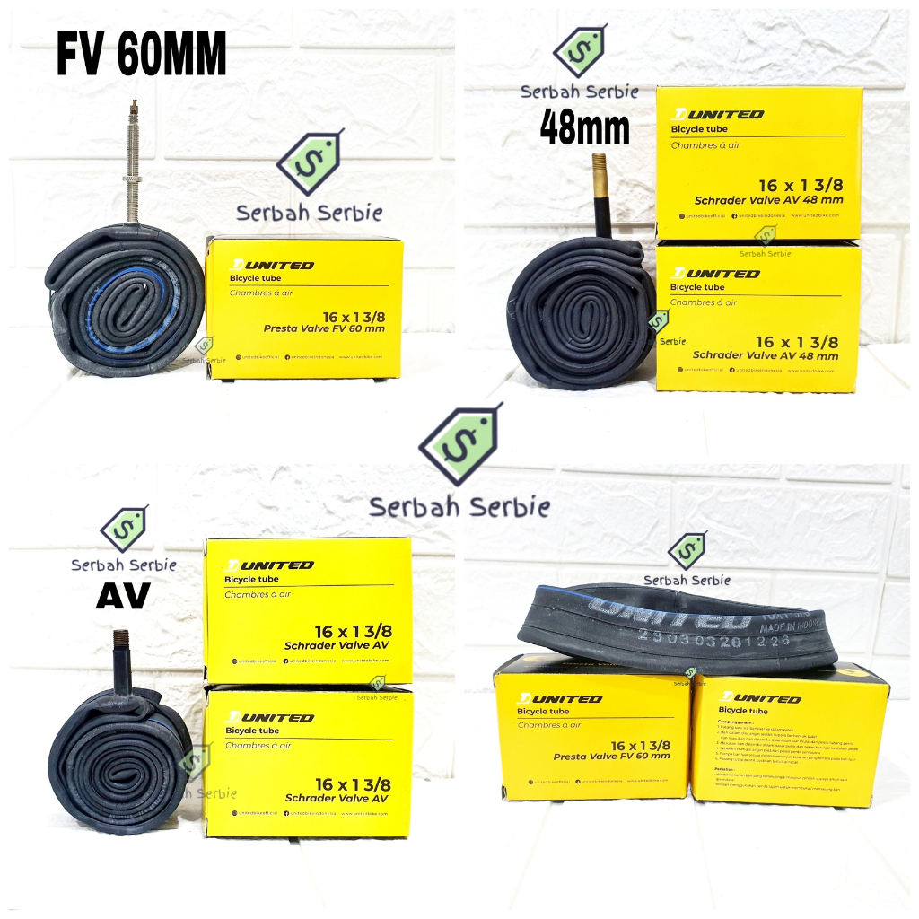 Jual BAN DALAM SEPEDA 16 X 1 3/8 UNITED PRESTA 32 48 50 MM AV FV 1 3 per 8 LIPAT FOLDING ...