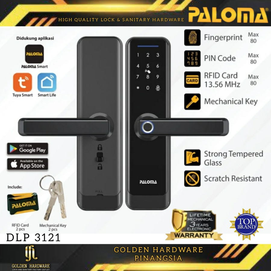 Jual KUNCI PINTU DIGITAL SMART DOOR LOCK HOME HANDLE WIFI PALOMA DLP 3121 | Shopee Indonesia