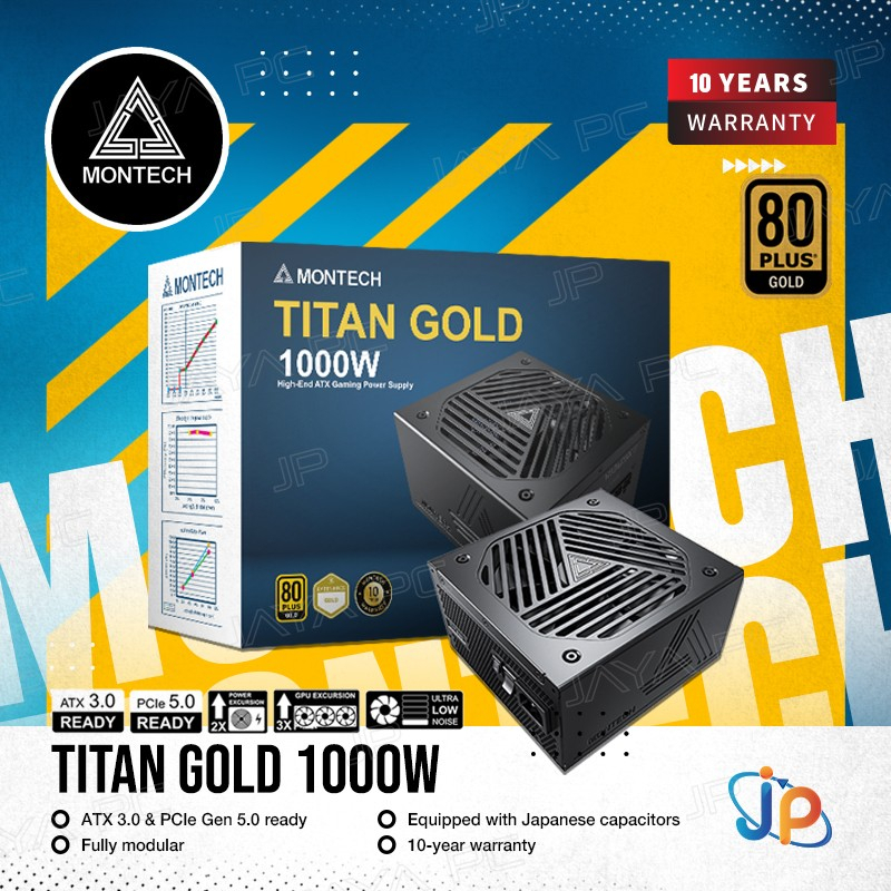 Jual Montech Titan Gold 1000W PCIE5 PSU/ Power Supply 1000Watt Full Modular 80+ Gold | Shopee ...