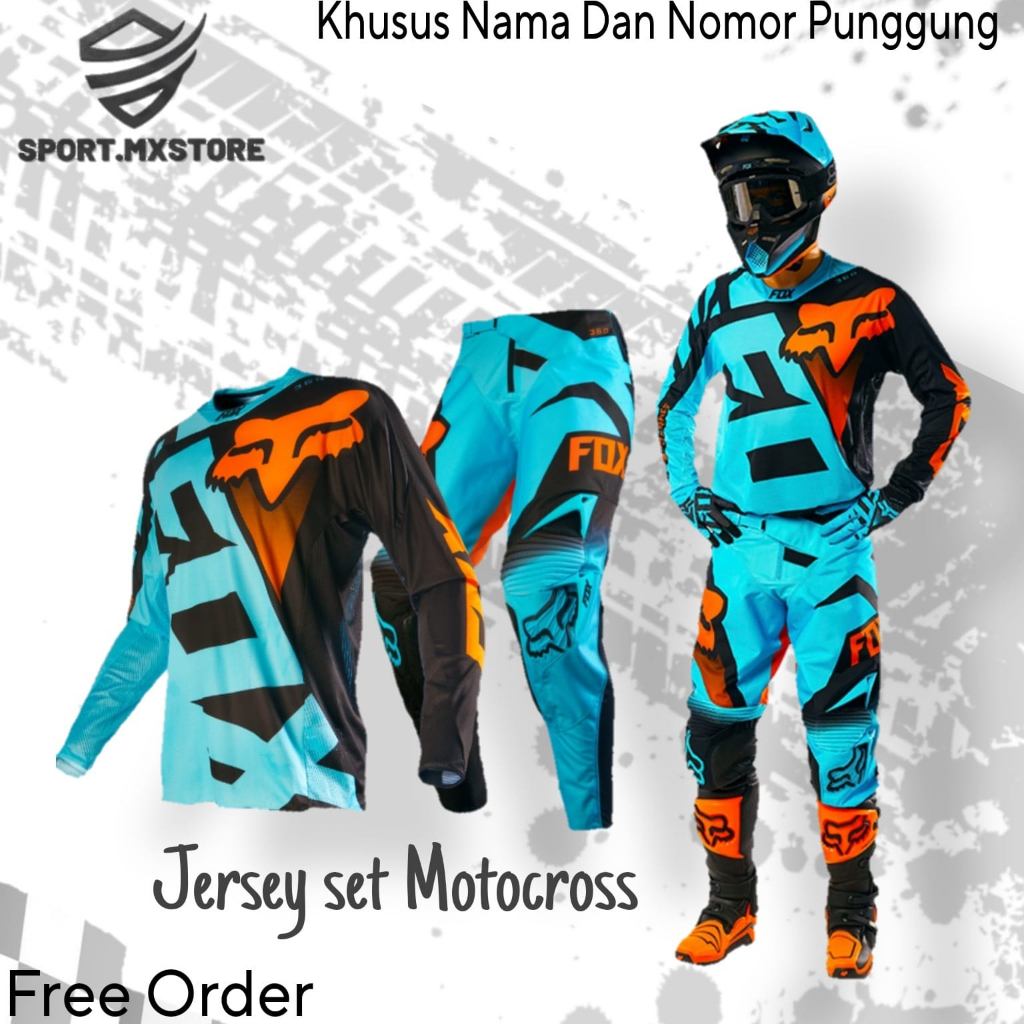 Jual Jersey Set Motor Cross Trail Free Order Nama + Nomer Punggung ...