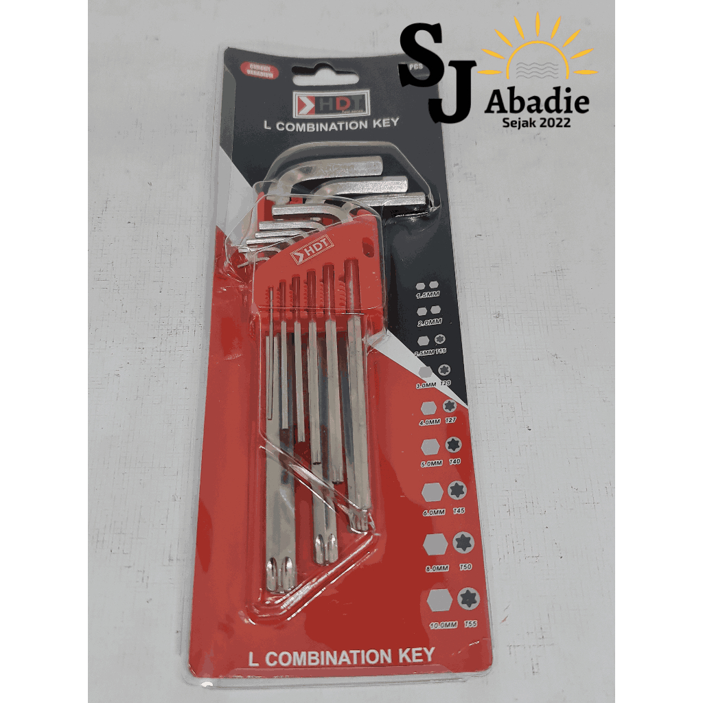 Jual (1 PCS) Kunci L Hex Key Bintang Set HDT 9pcs 1,5 - 10 mm L ...