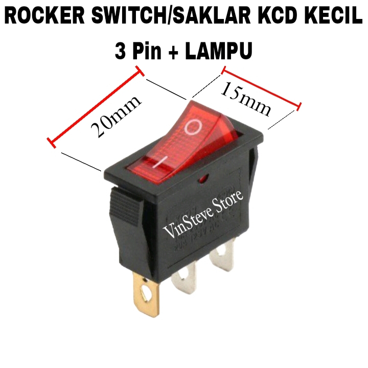 Jual Rocker Switch/Saklar KCD3 Kecil 3 Pin + Lampu | Shopee Indonesia